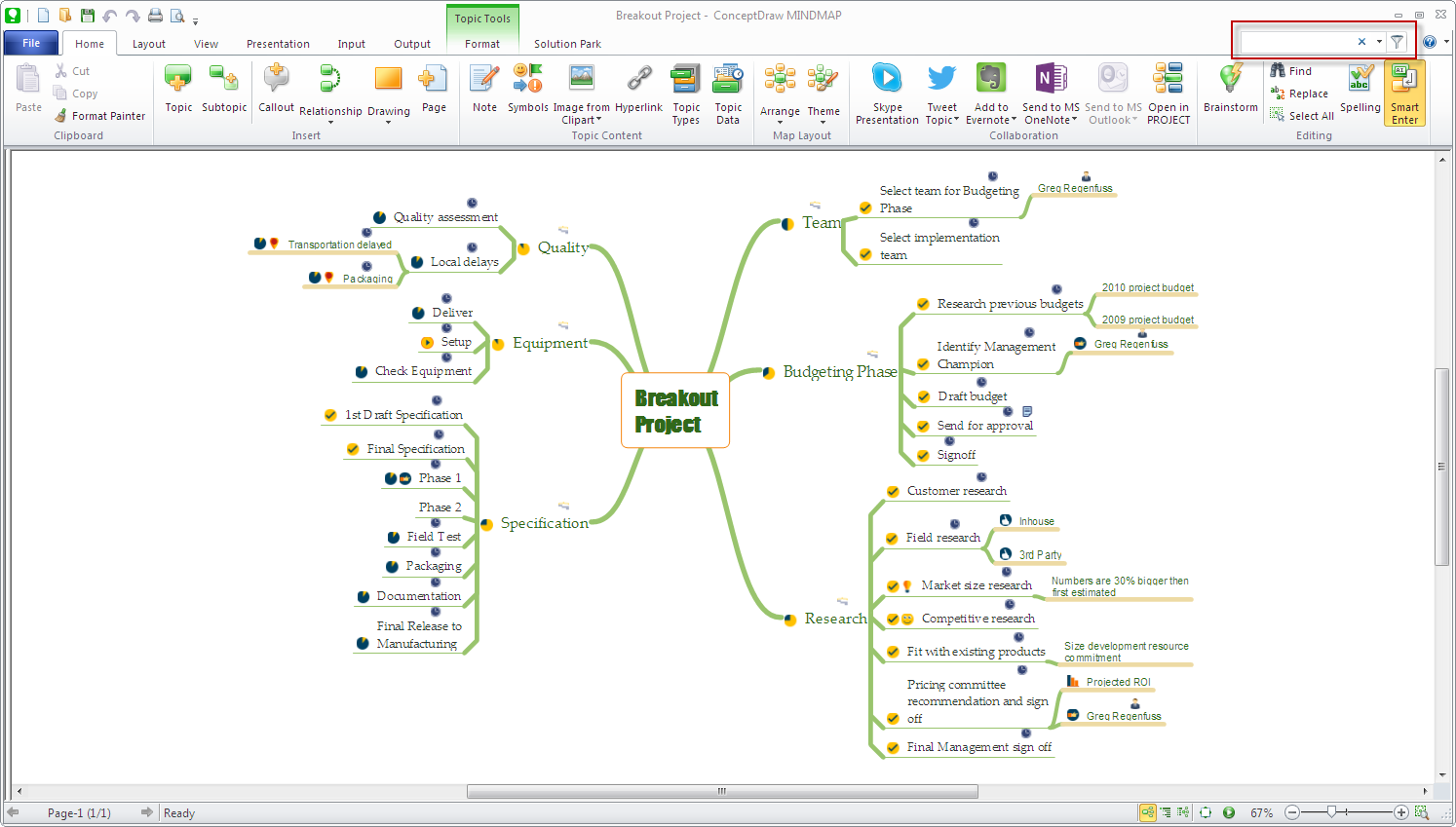 Filtering mind map content on a full screen | ConceptDraw HelpDesk