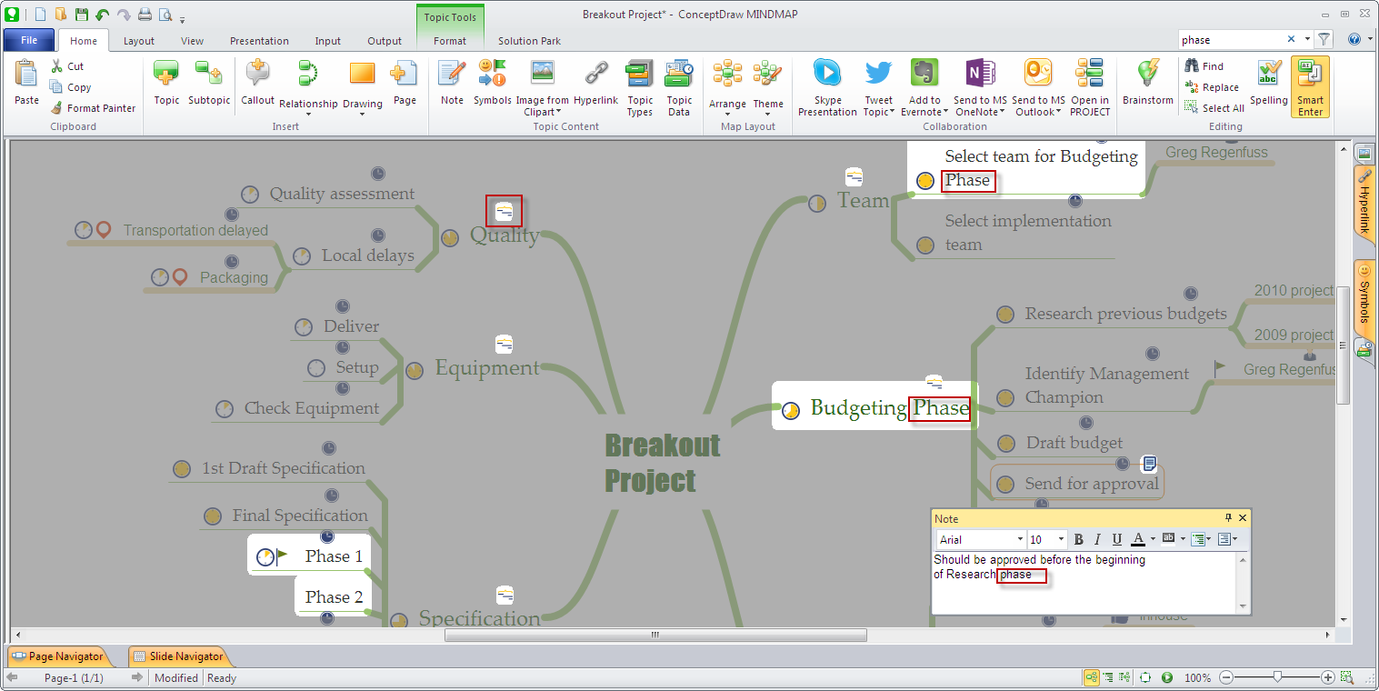 Filtering mind map content on a full screen | ConceptDraw HelpDesk