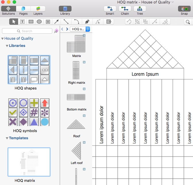 Creating A House Of Quality Diagram Conceptdraw Helpdesk