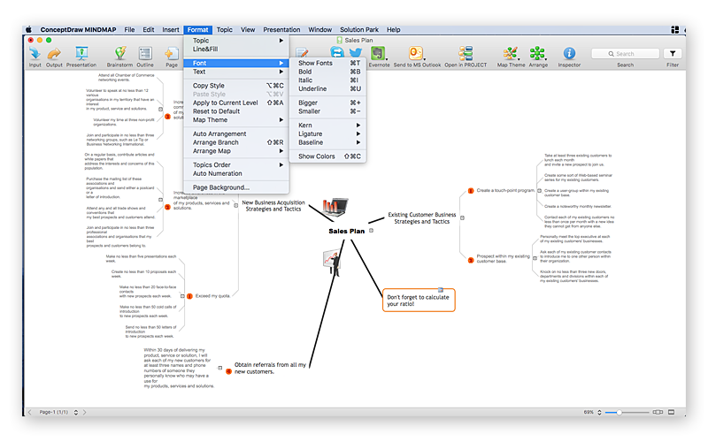 Changing the font of mind map branch | ConceptDraw HelpDesk