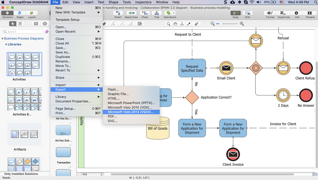 Creating Visio Business Process Diagram ConceptDraw HelpDesk
