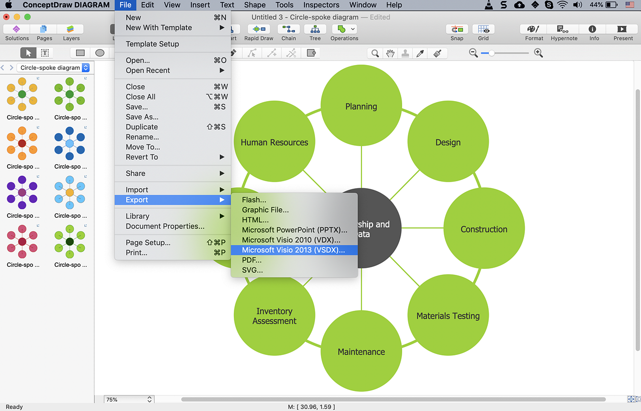 Create Visio Circle-Spoke Diagram | ConceptDraw HelpDesk Create Visio Circle-Spoke Diagram | ConceptDraw HelpDesk