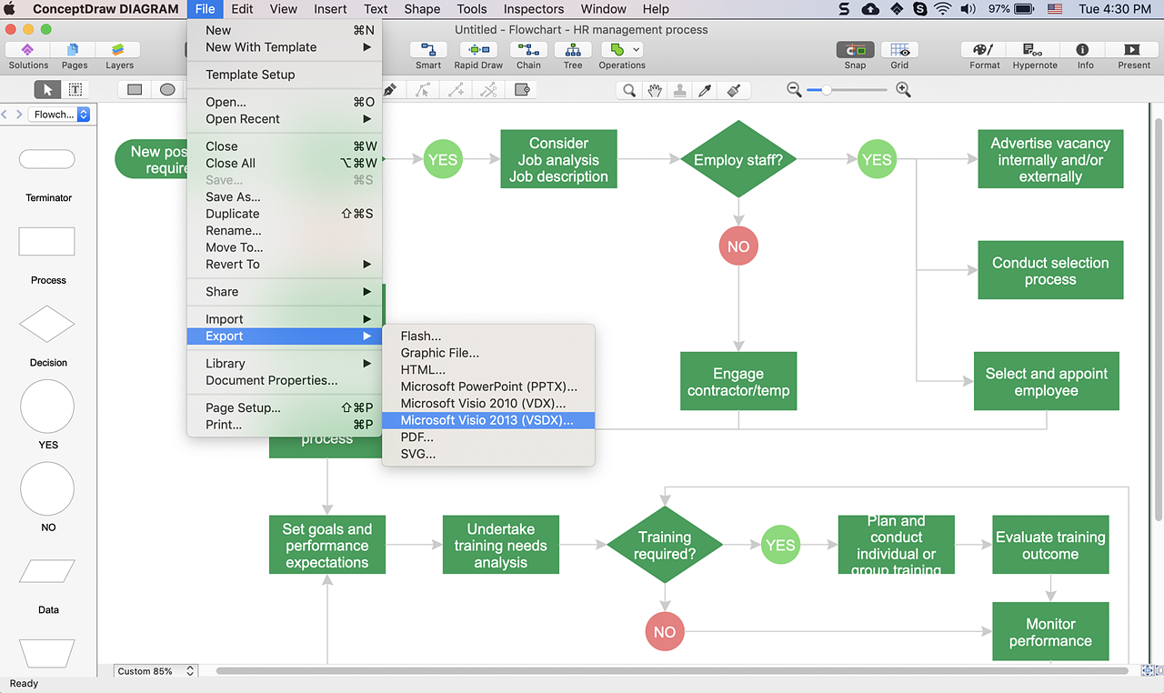 Create Visio Flowchart ConceptDraw HelpDesk