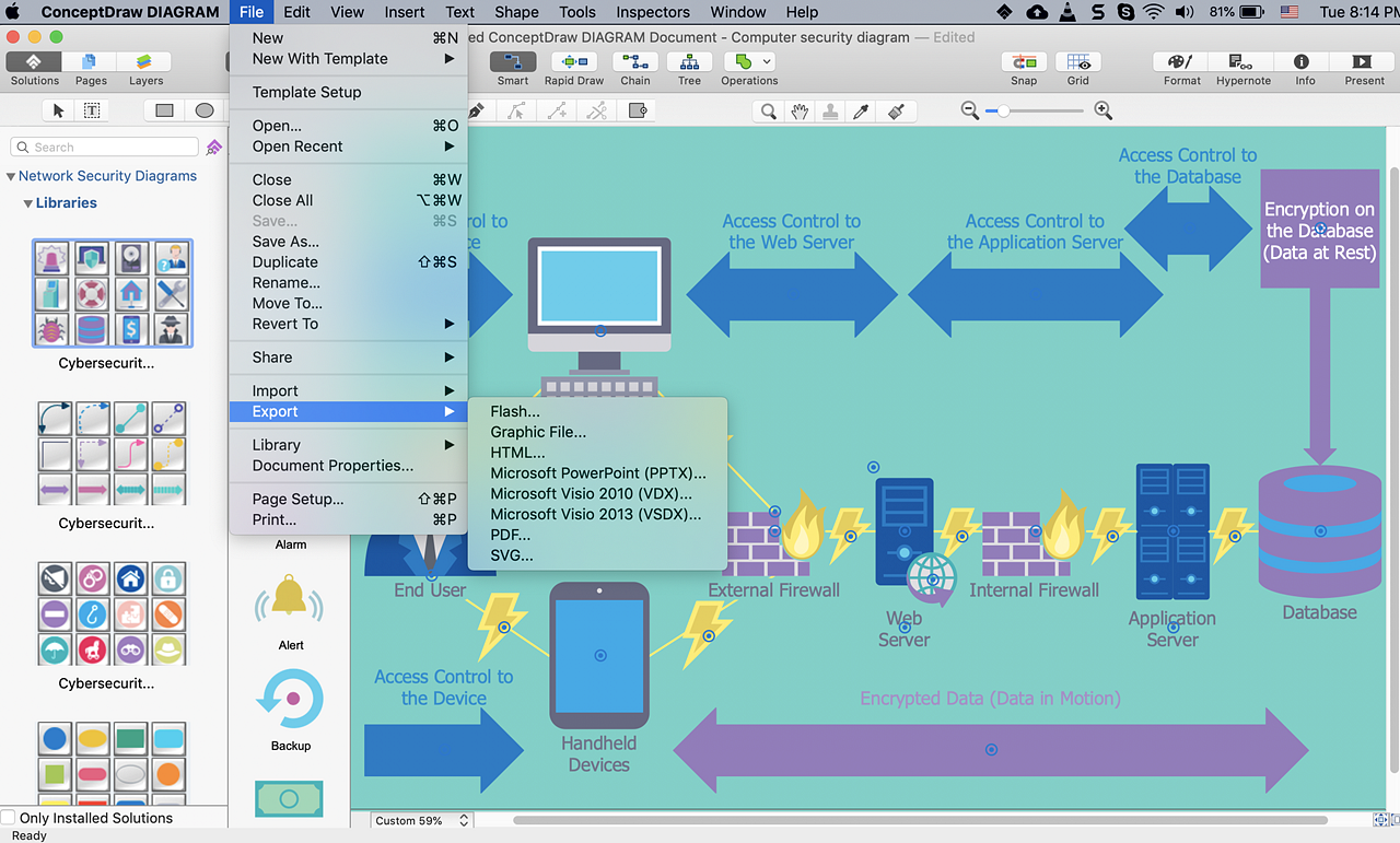 Create A Network Security Diagram ConceptDraw HelpDesk