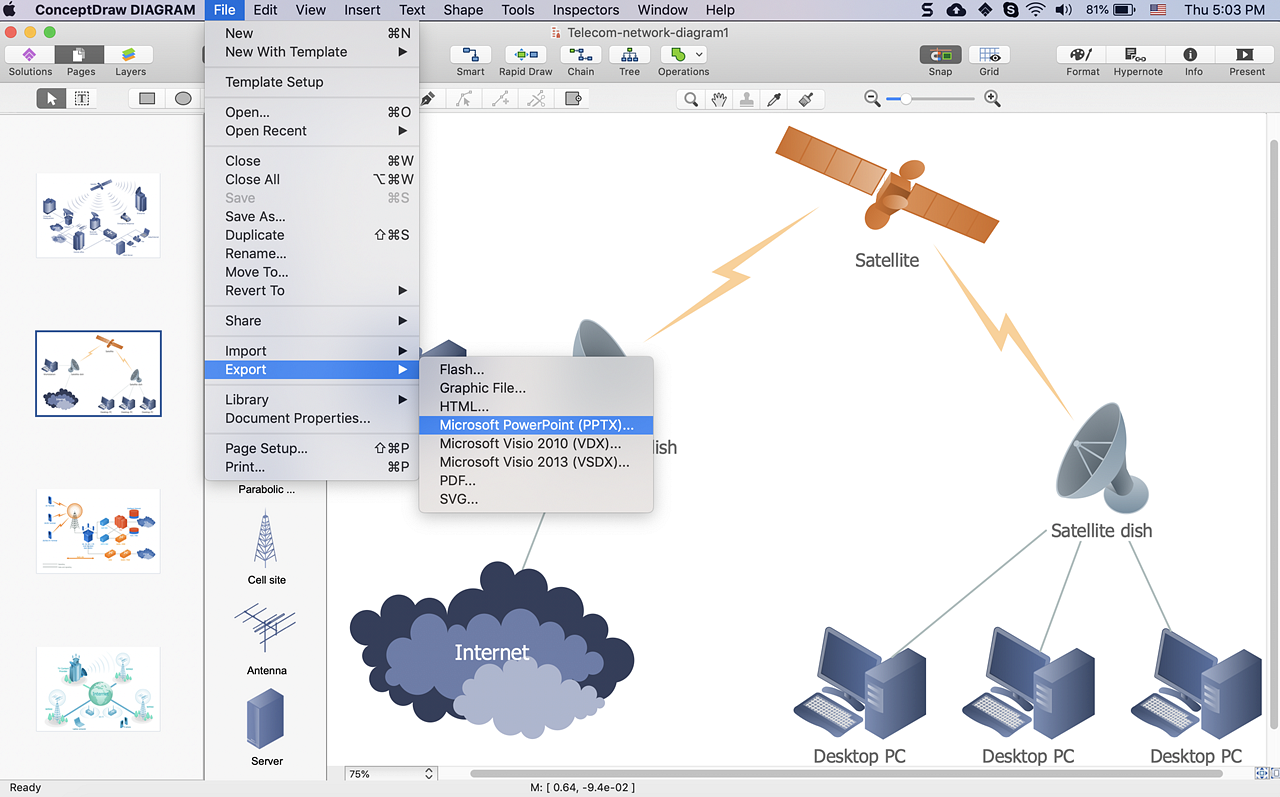 Create Presentation From A Network Diagram ConceptDraw HelpDesk