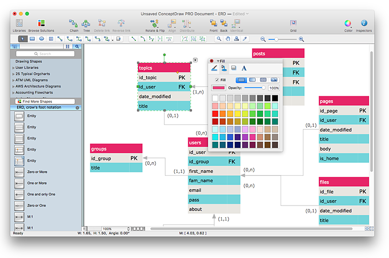 Creating ERD diagram | ConceptDraw HelpDesk