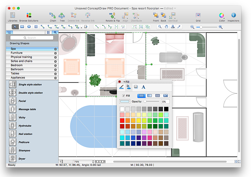 Creating a SPA floor plan | ConceptDraw HelpDesk
